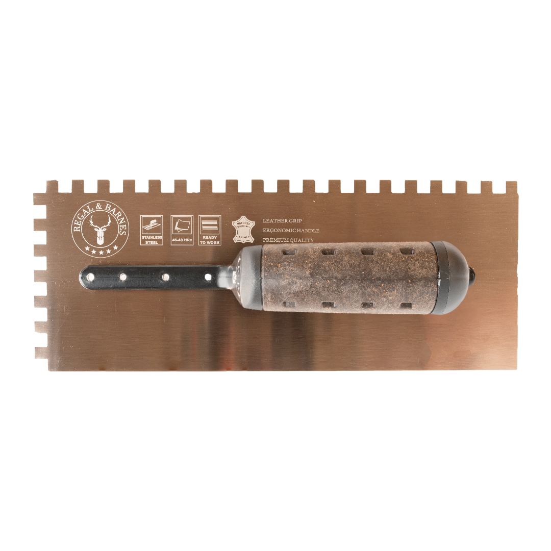 Gold Hardened Notched Trowel - 8mm - Regal & Barnes